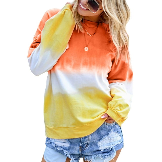 Zxsxsy Women Casual Long Sleeve Round Neck Colorblock Sweatshirts
