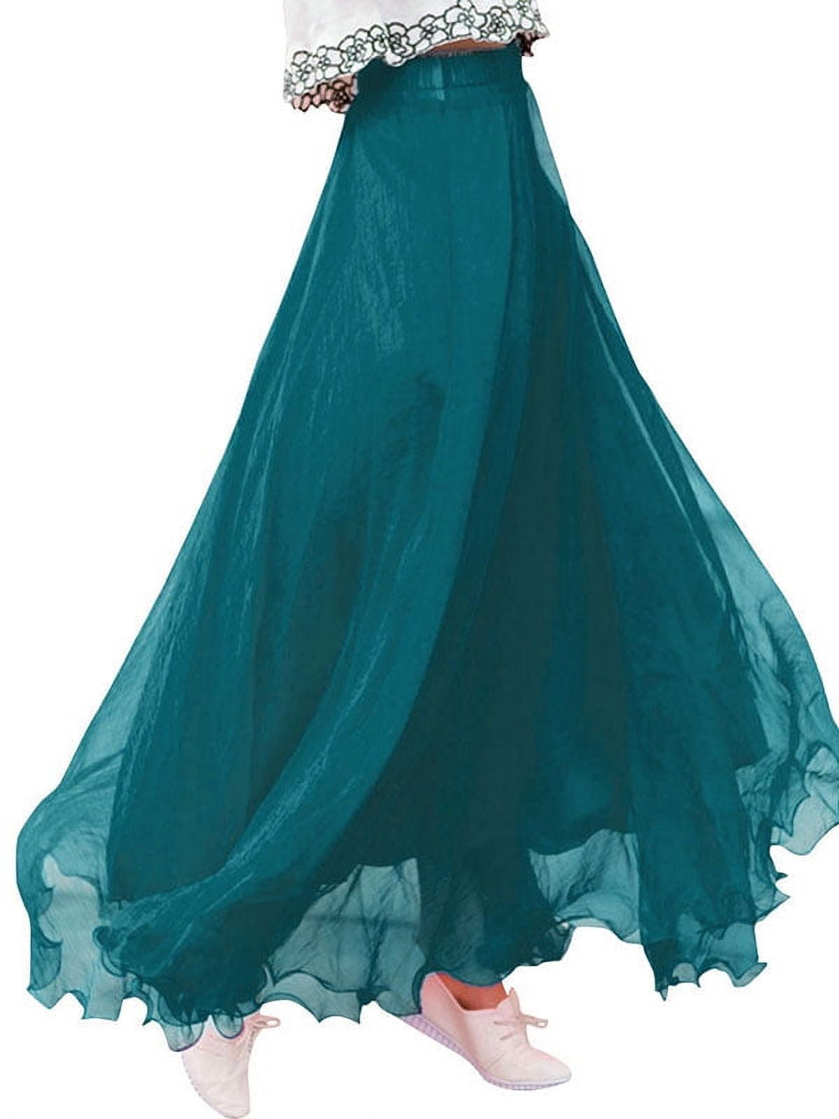 ZXSXSY Women Chiffon Solid Color Retro Long Skirt Dress - Walmart.com