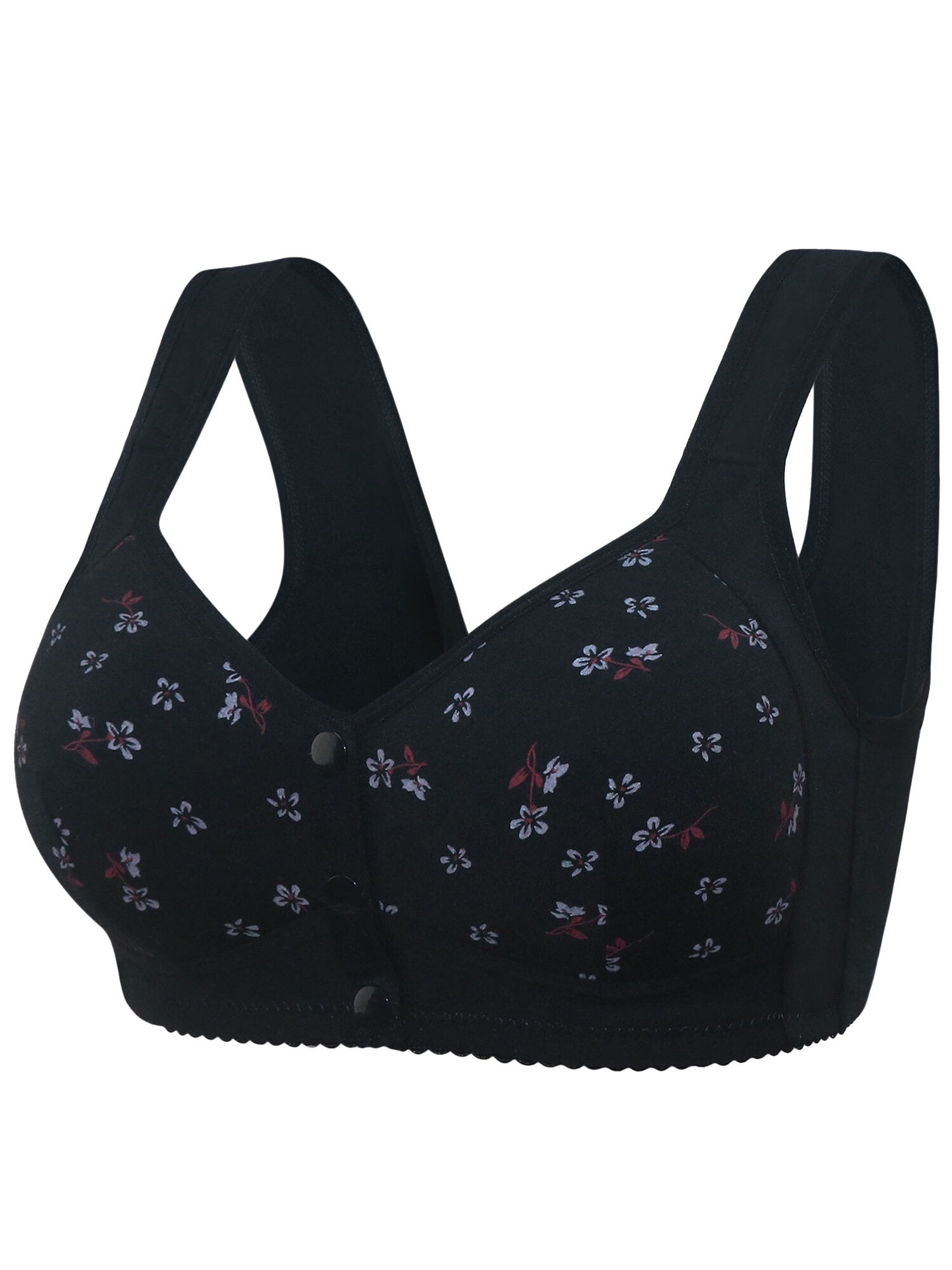 ZXSXSY Women's Full Coverage Front Button Bra Seniors No Underwire Push ...