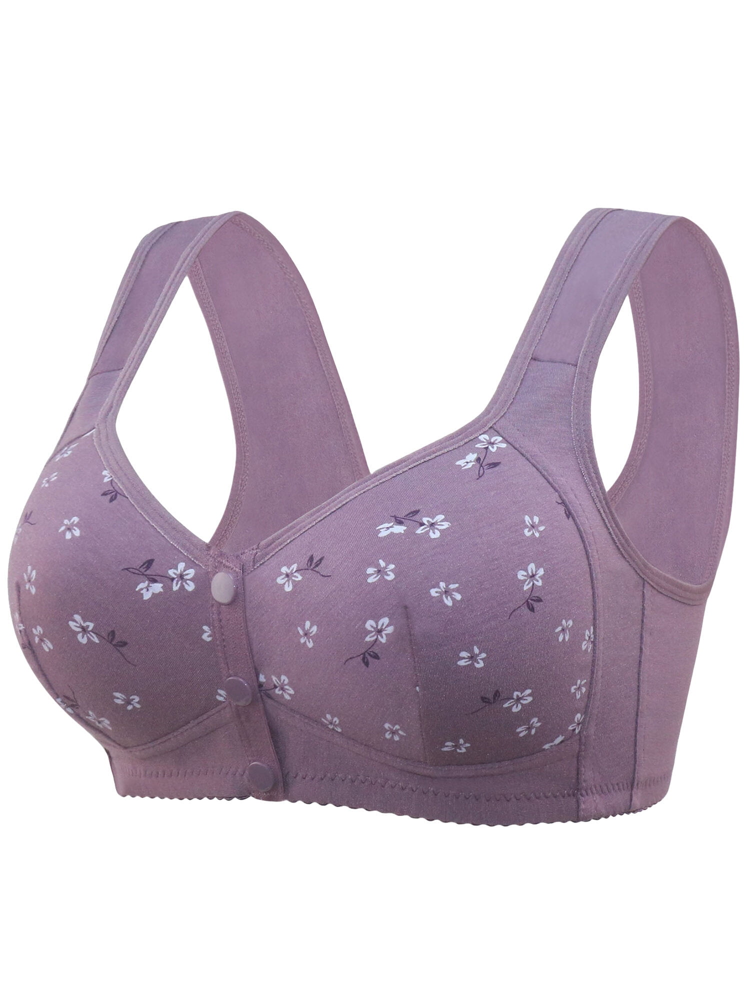 ZXSXSY Women's Full Coverage Front Button Bra Seniors No Underwire Push ...