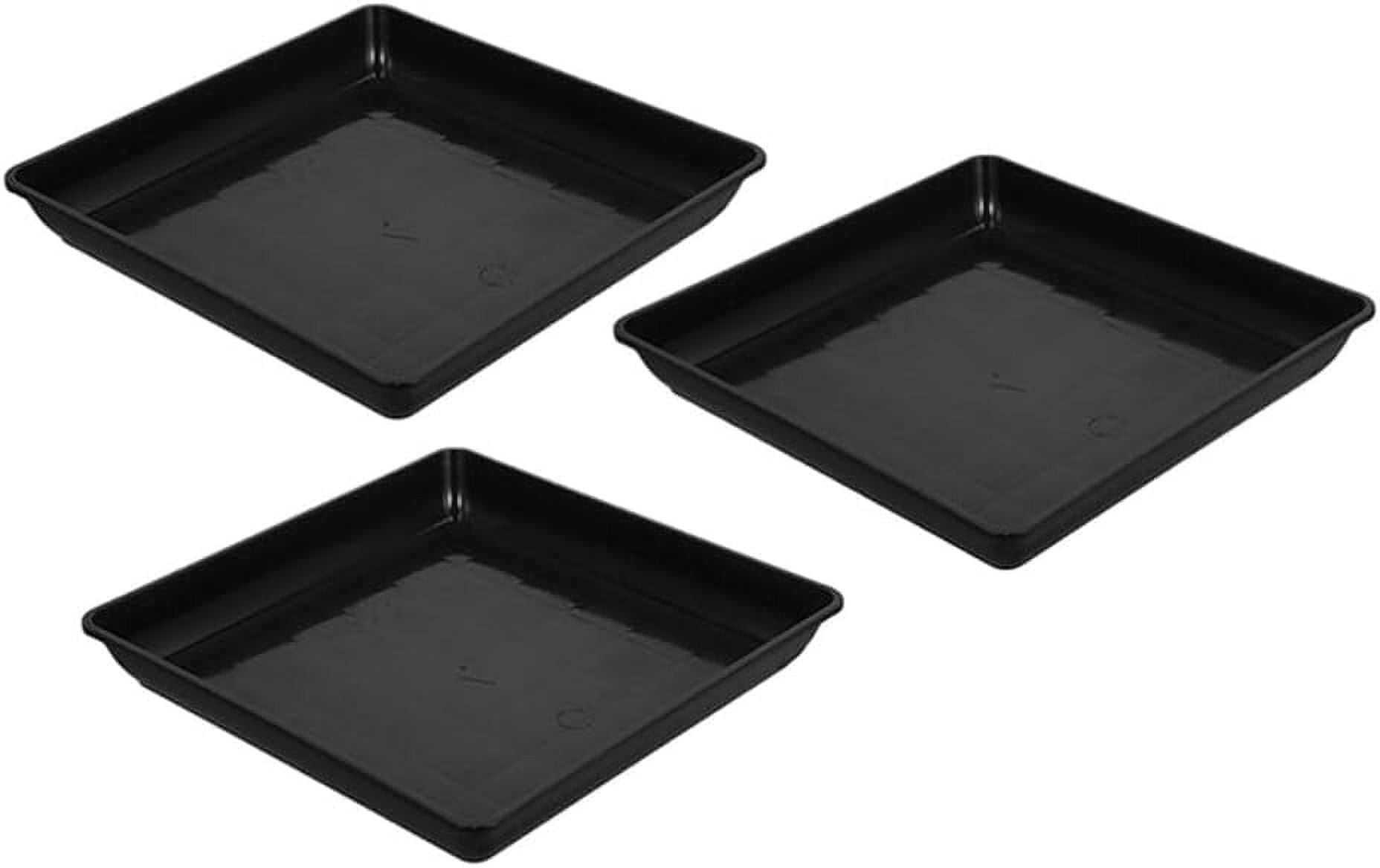 ZY3pcs Square Plastic Plant Saucers Tray, 16 inch Black Flower Pot Drip ...