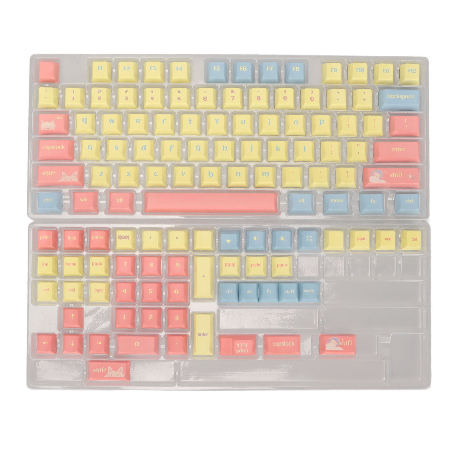 ZYA Mechanical Keyboard Keycaps 124 Keys PBT Dye Sublimation Vivid ...