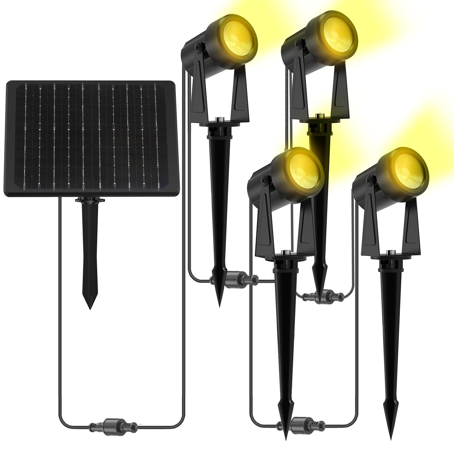 ZYAN Solar Powered Landscape Spotlights, Black Cord Solar Spot Lights ...