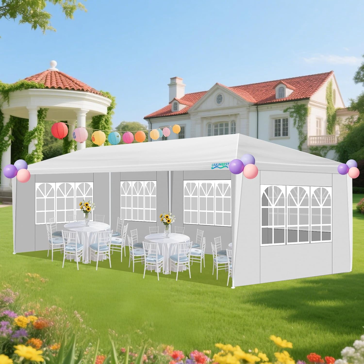 ZYB 10X30FT Canopy Tent, White Pole Tents for Parties, Wedding, Events ...