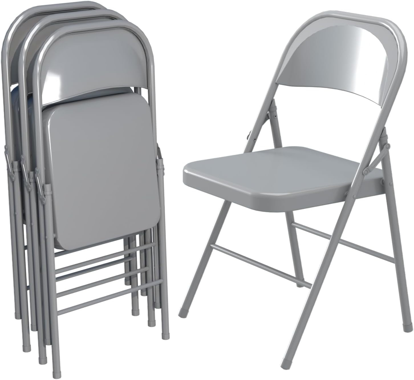 ZYB 4-Pack Double Hinged Chair 30" Metal Folding Steel Chairs Foldable ...