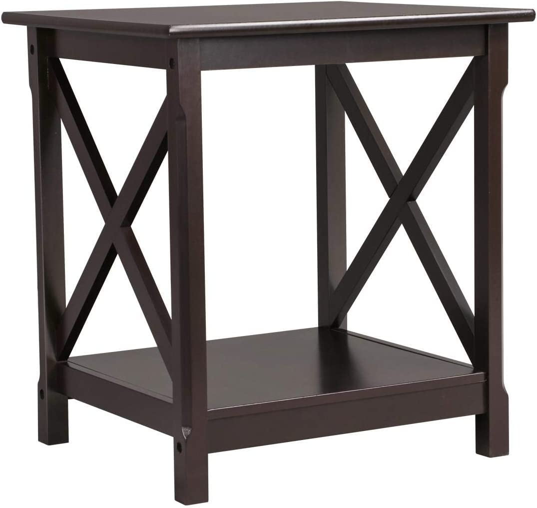 ZYB End Table with Storage Shelf in Classic X-Design, 2 Tier Strong ...