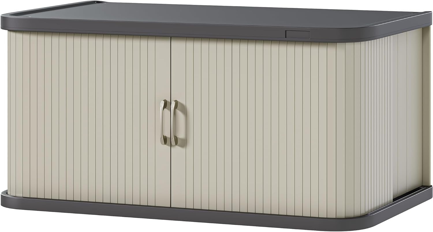 ZYB Weatherproof Outdoor Storage Cabinet 37 Gal with Sliding Doors ...