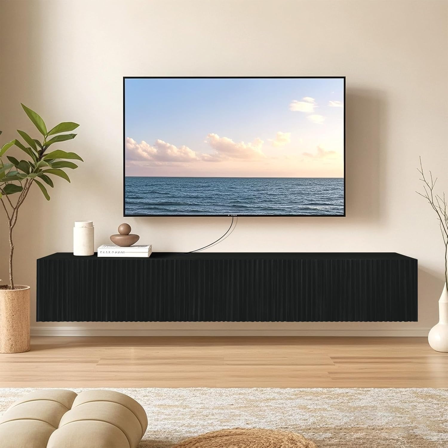 ZYBT Wall Mounted Floating TV Stand,70" Modern Floating Entertainment ...