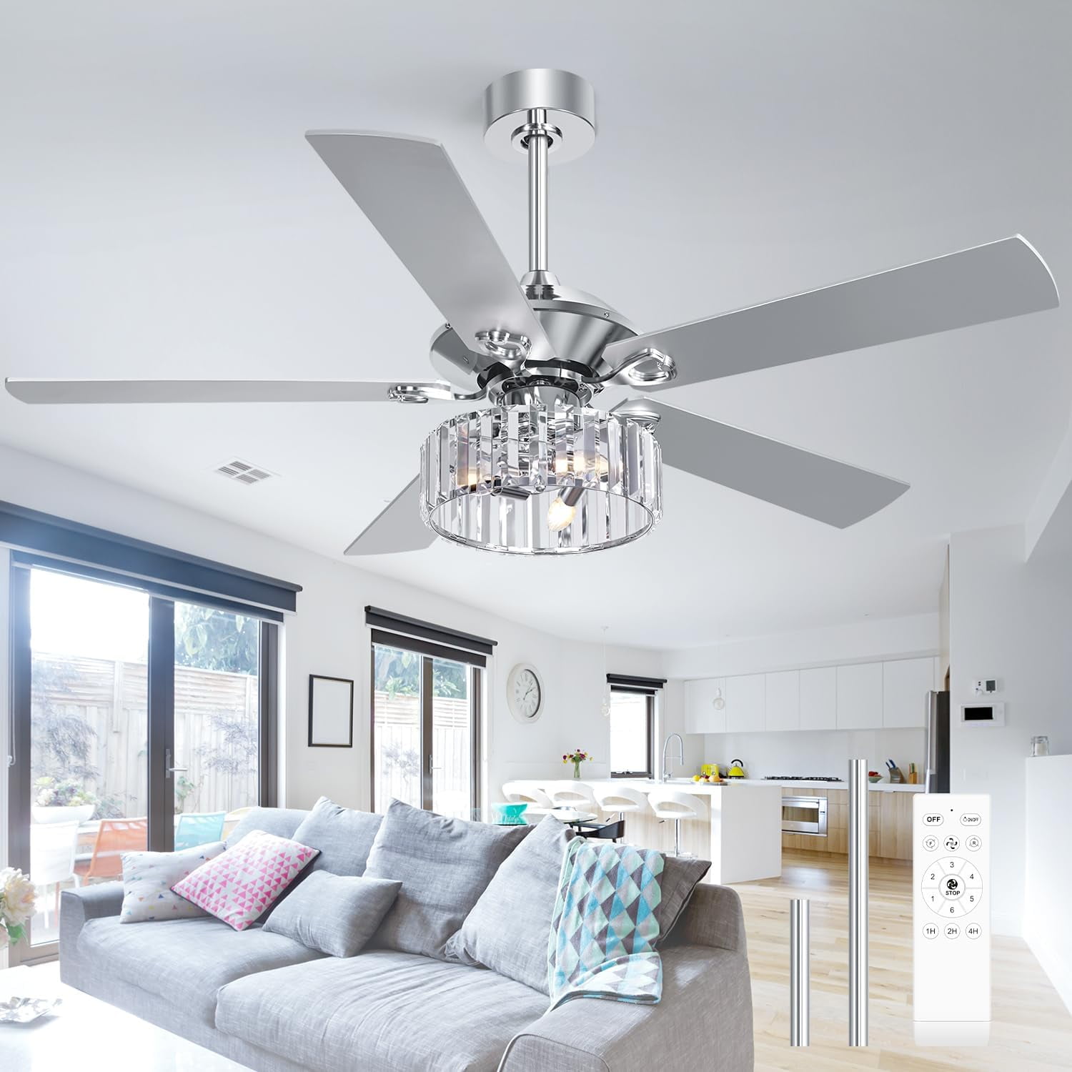 ZYD 52" Ceiling Fan with Light, Farmhouse Ceiling Fans with Lights and ...