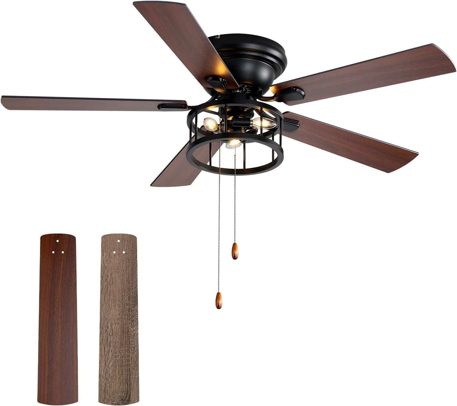 ZYD Ceiling Fans with Lights, 52 Inch Rustic Ceiling Fan Light and ...