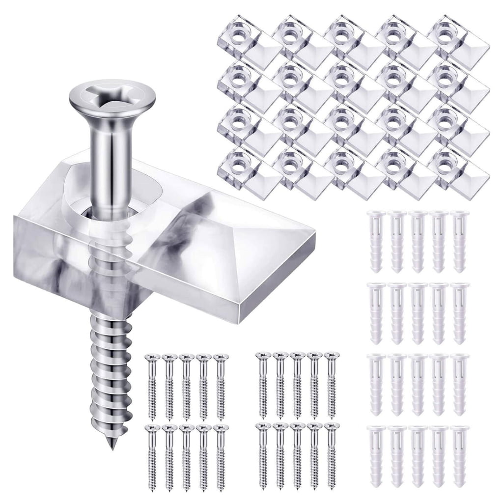 ZYHARUKO 20/40Pcs Mirror Mounting Clips Clear Plastic Mirror Holder ...