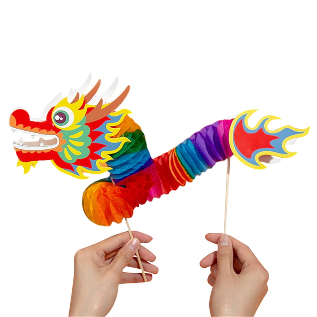ZYHARUKO DIY Paper Dragon Puppet Kits Chinese New Year Dragon Dance Toy ...