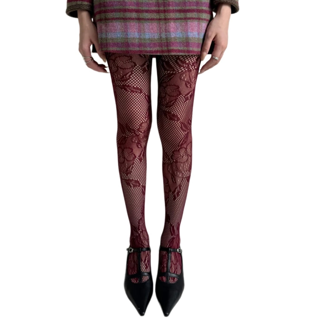 ZYHARUKO Korean Style Vintage Fishnet Tights with Hollowed Out Floral ...