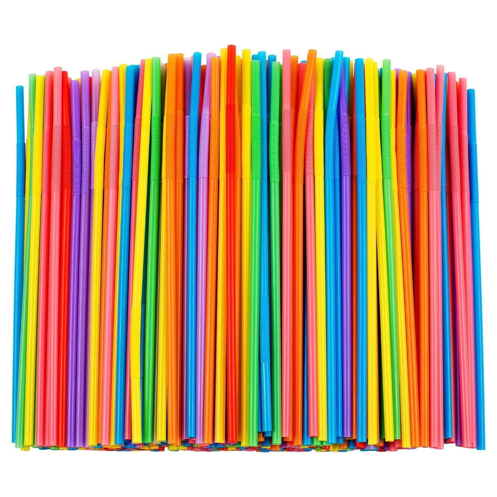 ZYHARUKO Pack of 100 Colorful Straw Throwaway Straw Bendable Straw ...
