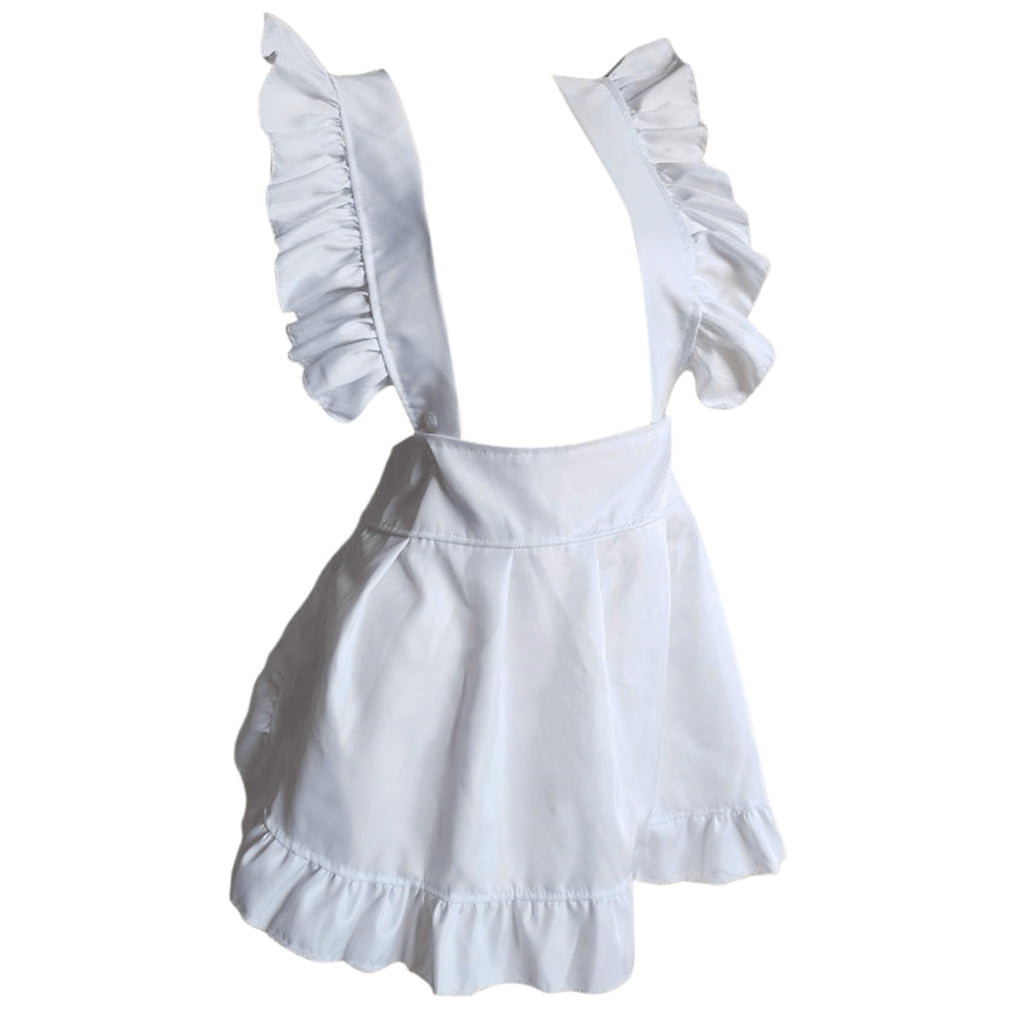 ZYHARUKO Ruffled White Aprons Women Waist Aprons Maid Cosplay Costume ...