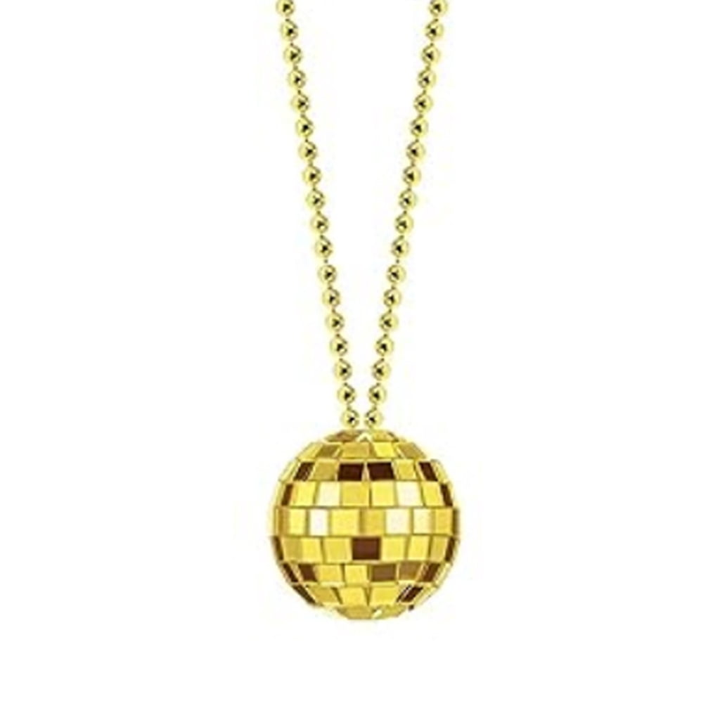 ZYHARUKO Stylish Mirror Disco Ball Necklace 70s Beaded Neckchain ...