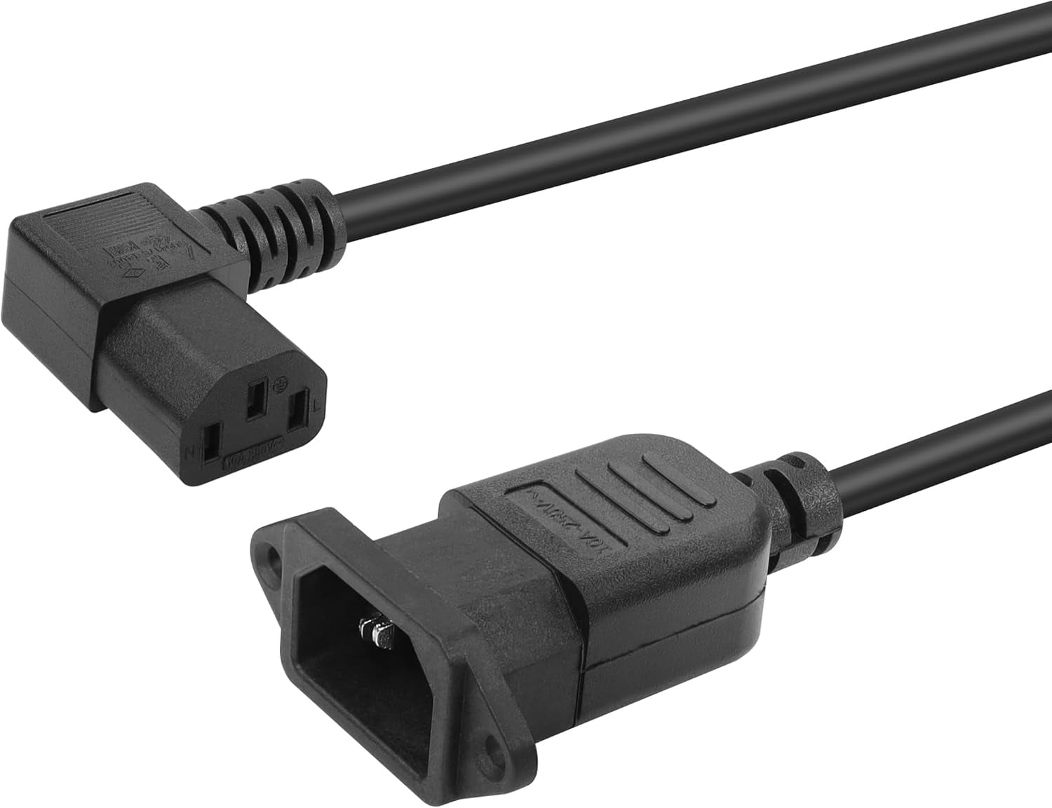 ZYIEC C14 to C13 Panel Mount Power Cable, 250V 10A C14 Male to IEC 320 ...