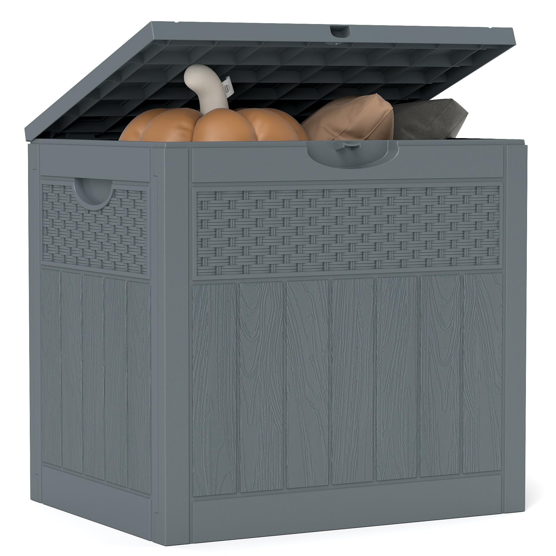 ZYJOYY 33 Gallon Resin Deck Box, Weatherproof Outdoor Storage Box for ...