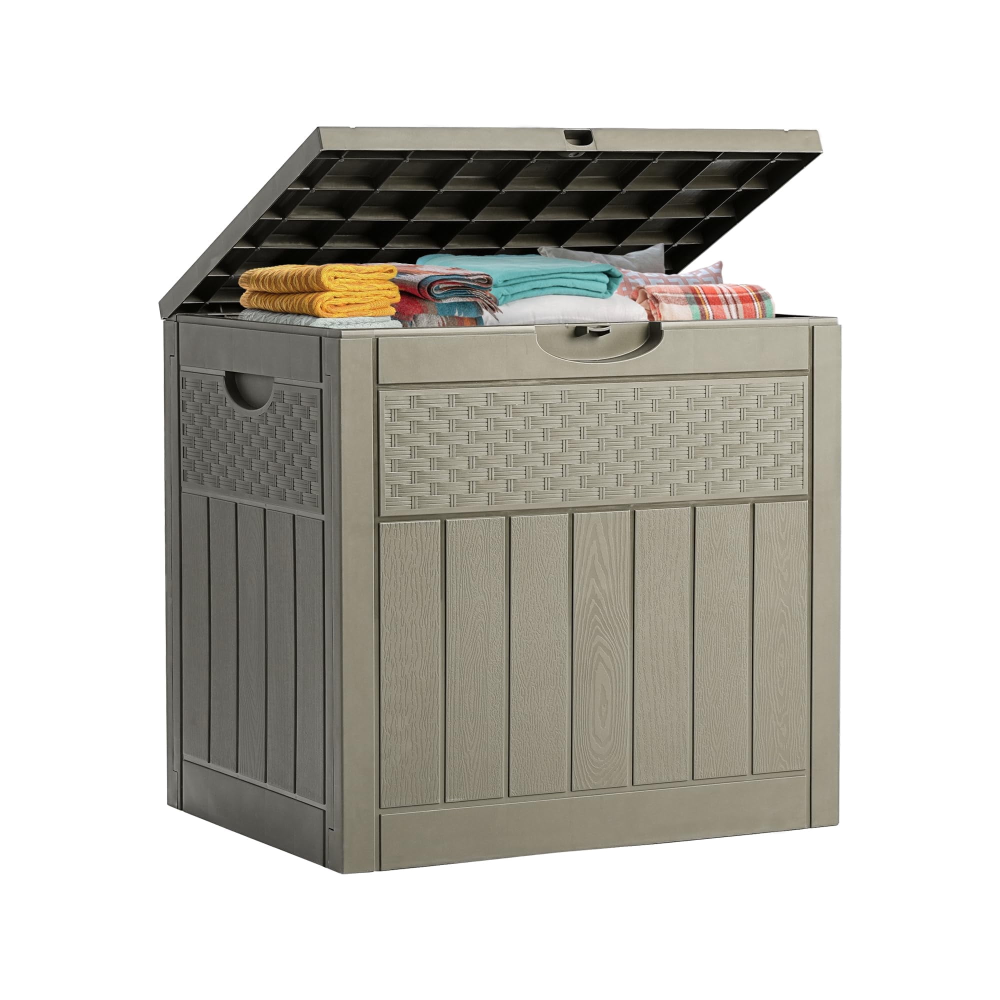 ZYJOYY 33 Gallon Resin Deck Box, Weatherproof Outdoor Storage Box for ...
