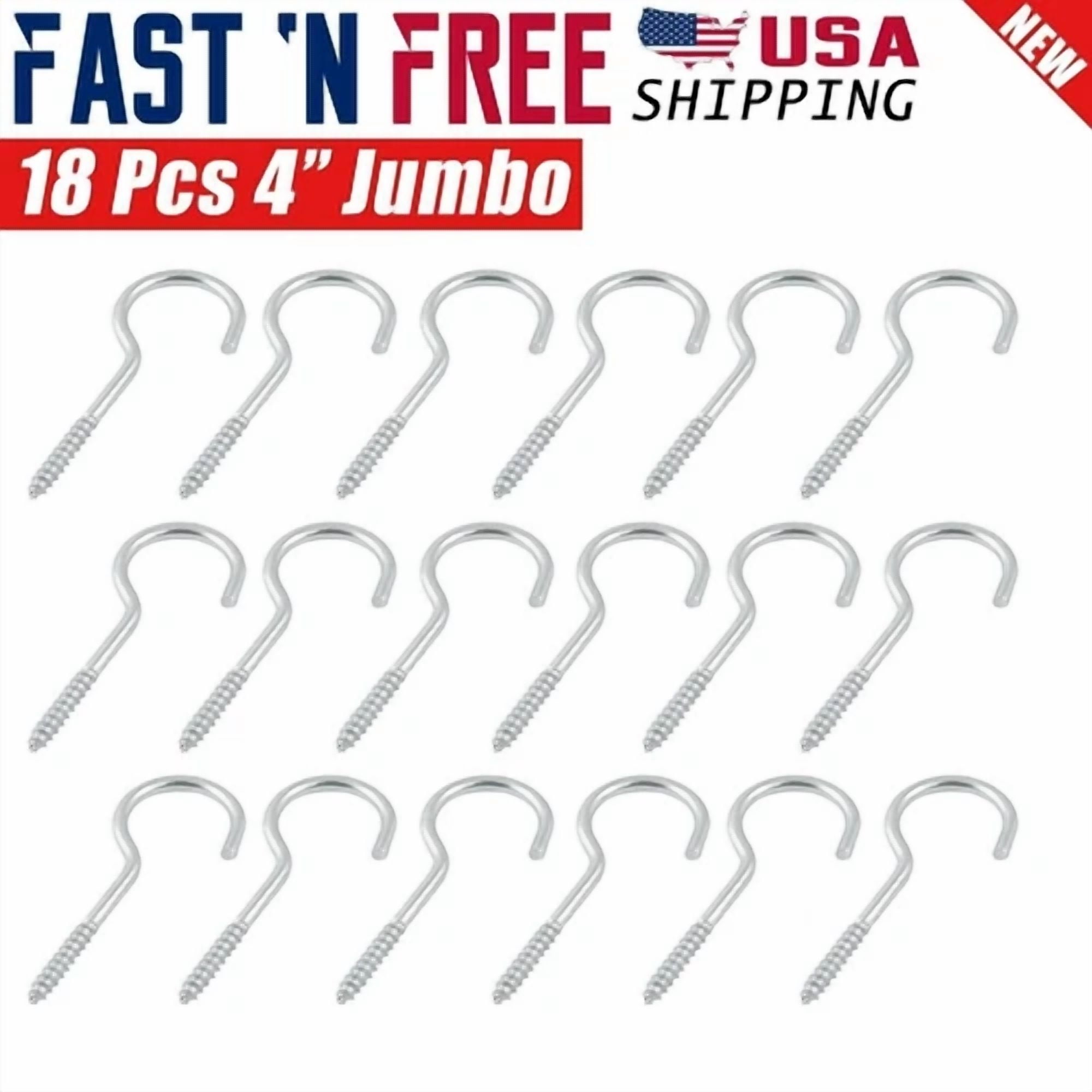 ZYLER- 18 Pcs 4" Inch Zinc Plated Steel Metal Round End Screw Hooks For ...
