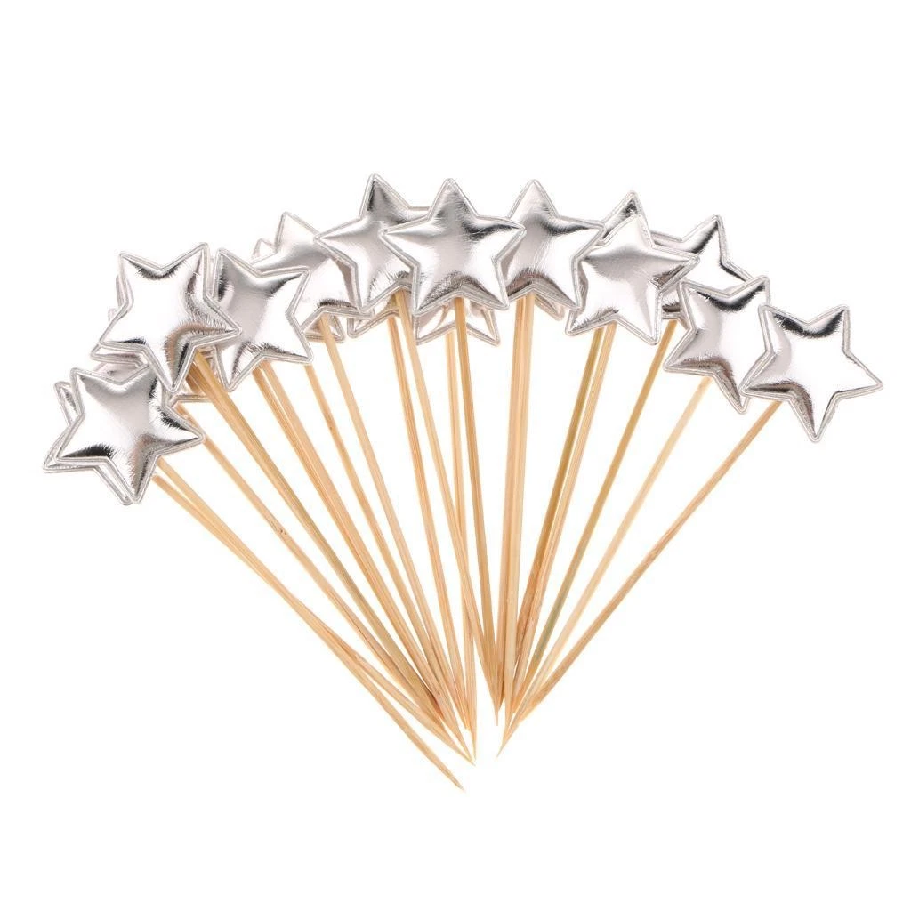 ZYLER- 20Pcs Cake Topper Cupcake Picks Dessert Silver16 Silver16 ...