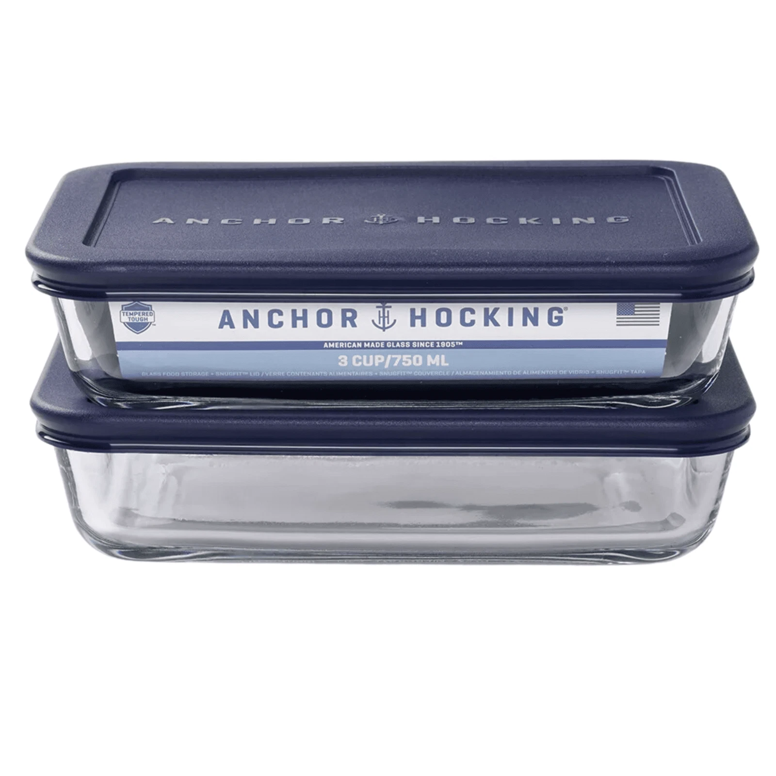 ZYLER- Anchor Hocking Glass Food Storage Containers With Lids, Set Of 2 ...