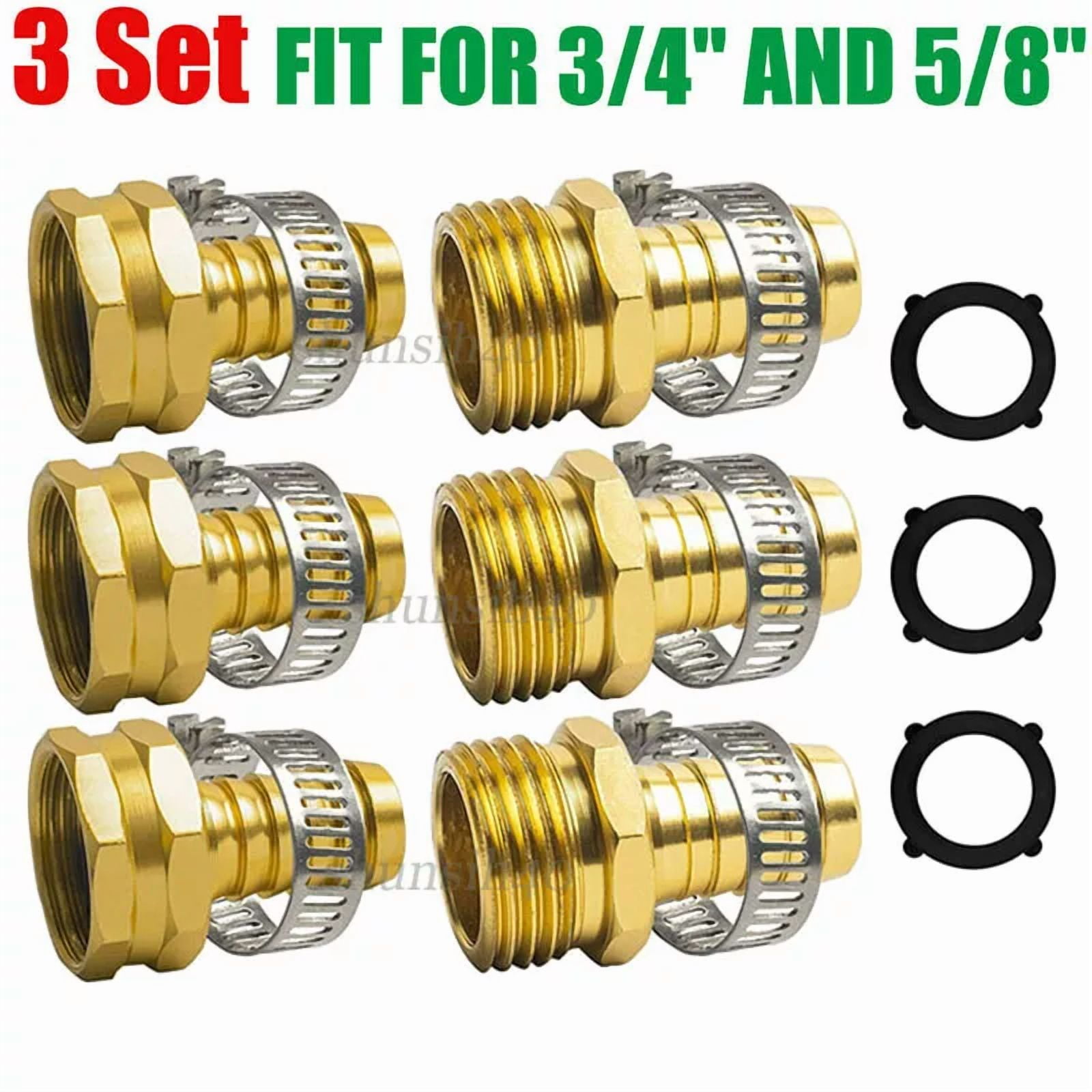 ZYLER- Garden Hose Repair Connector With Clamps 5/8" Water Hose Fitting ...