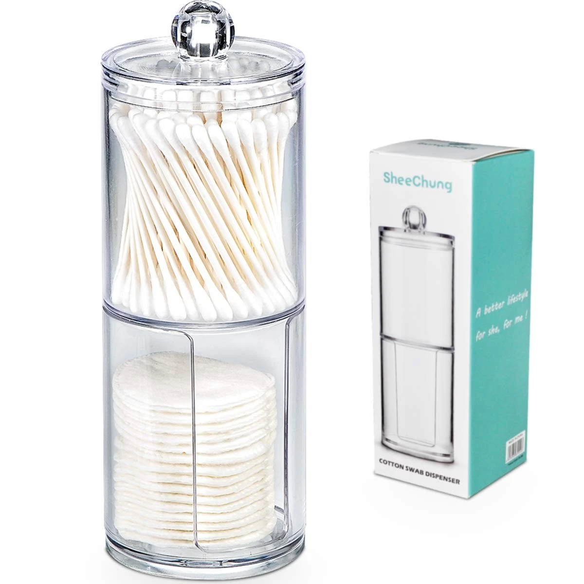 ZYLER- Sheechung Qtip Holder Dispenser Set - Apothecary Jars Bathroom ...