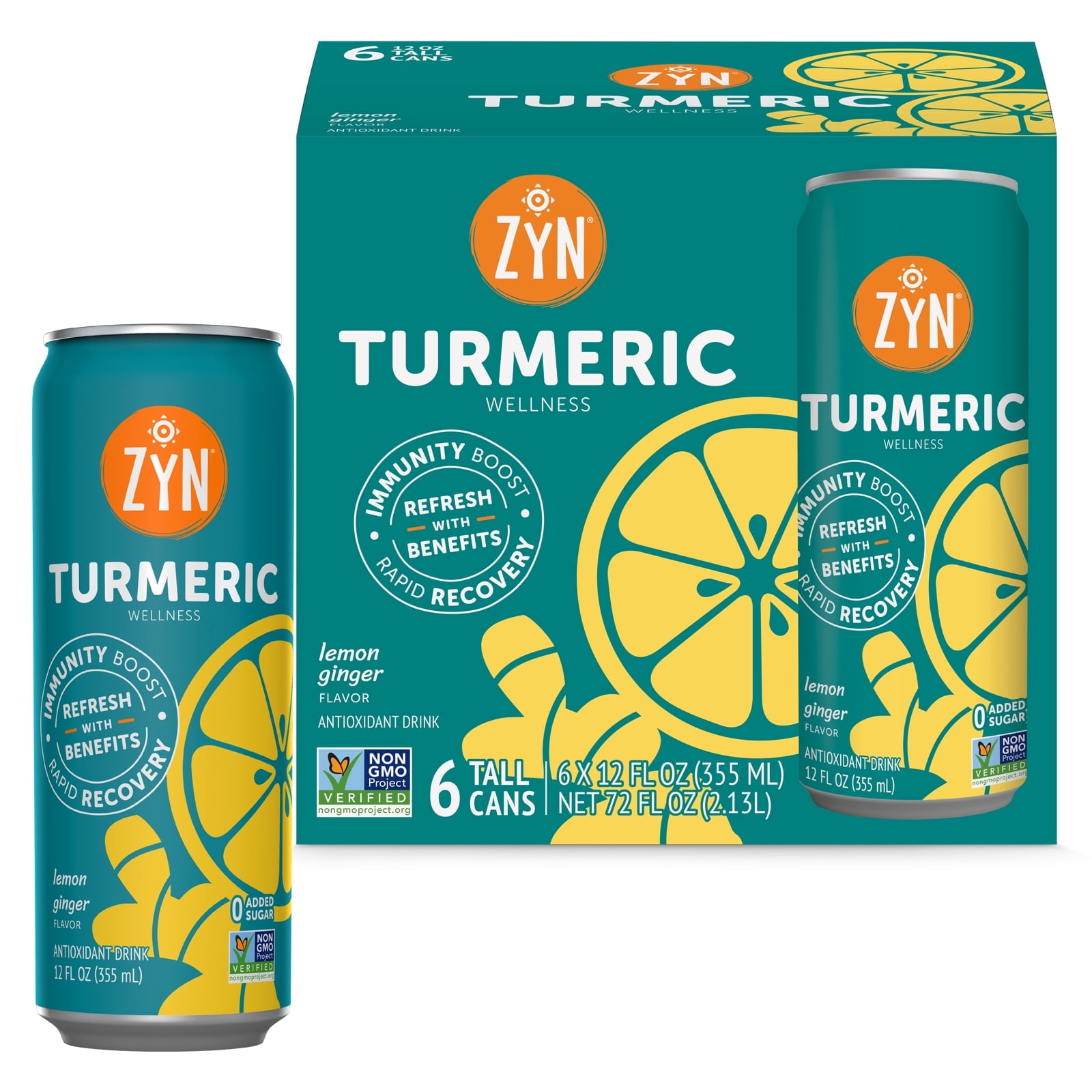 ZYN Immunity & Recovery Turmeric Wellness Drinks - Lemon Ginger (6 Pack ...