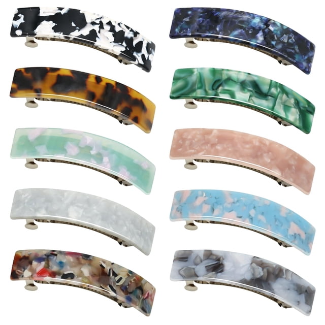ZYNERY 10 Pieces French Elegant Rectangle Hair Barrettes for Women ...