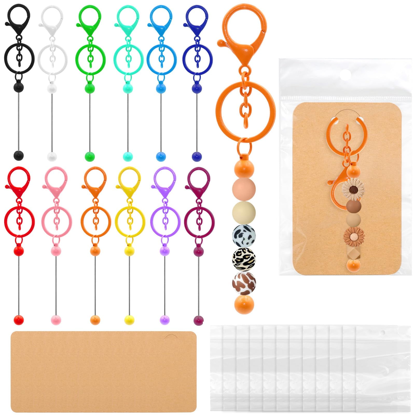 ZYNERY 12 PCS Beadable Keychain Bars Set, Metal Keychain Bars with ...