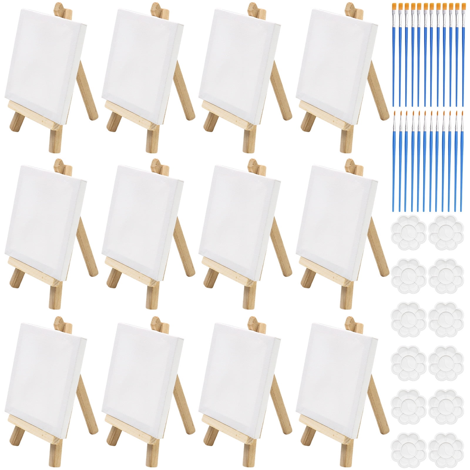 ZYNERY 12-Pack Mini Art Kit, 4 x 4 Inch Canvas Boards, with Easels ...