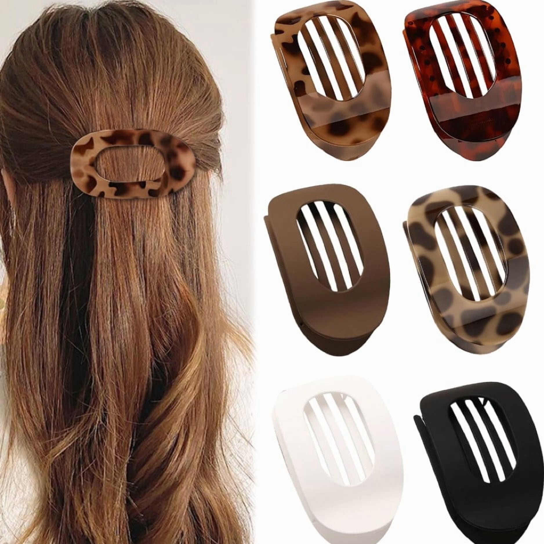 ZYNERY 12pcs Hair Clips Set - 6 French Oval Flat Clips + 3 Duckbill ...