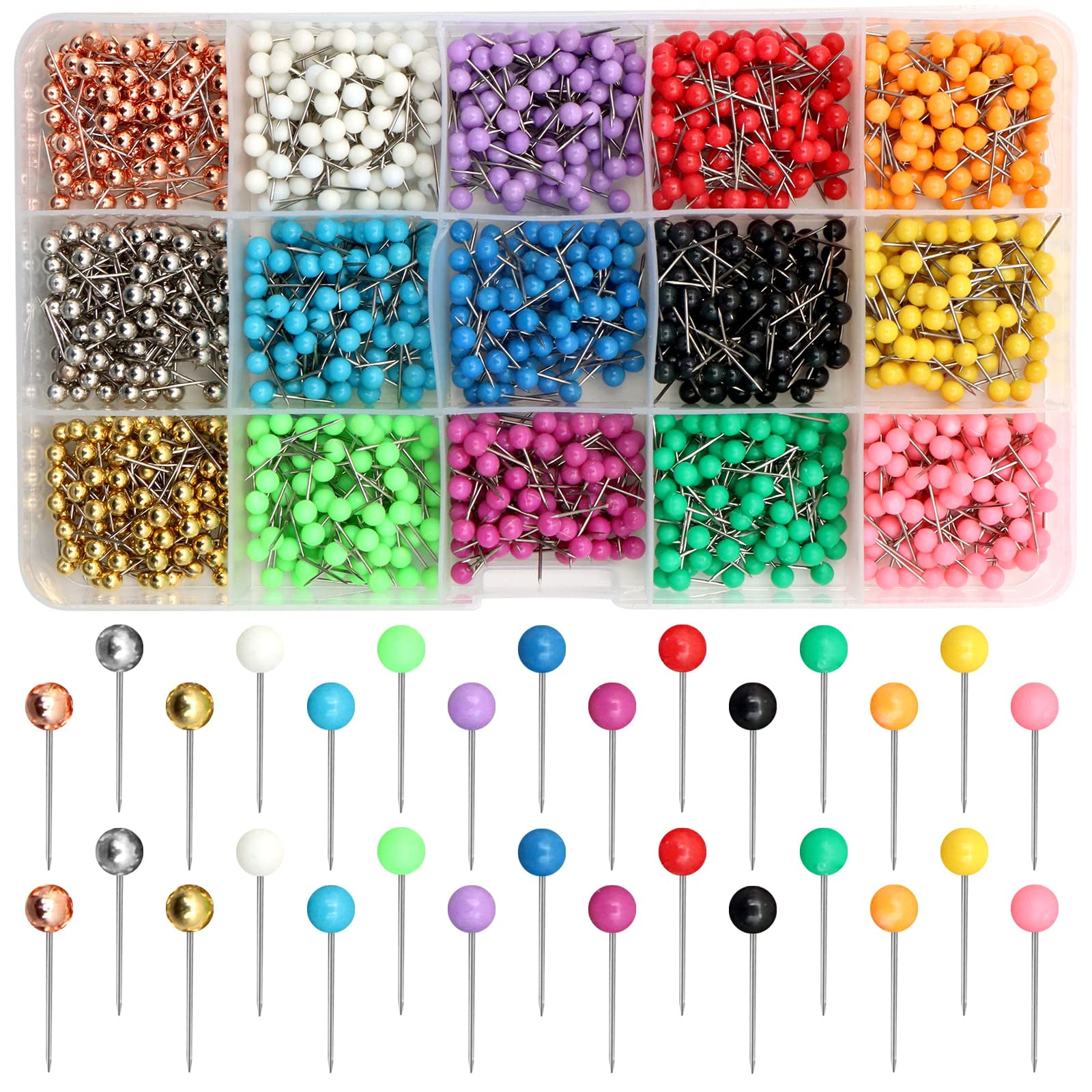 ZYNERY 1500 PCS Map Push Pins, Map Tacks Marking Pins 1/8-inch Plastic ...