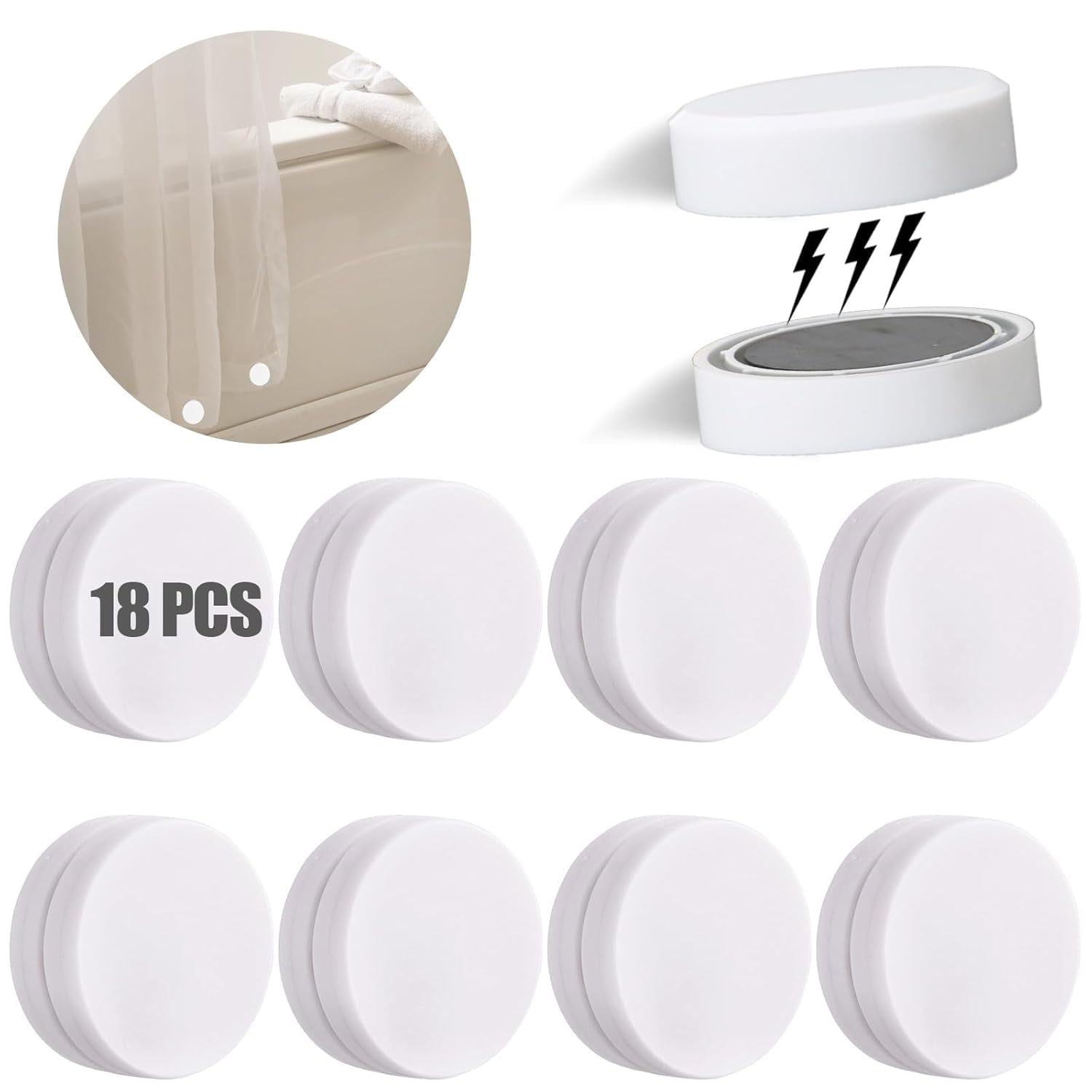 ZYNERY Magnetic Shower Curtain Weights 18 Pcs, Waterproof Flat Bottom ...