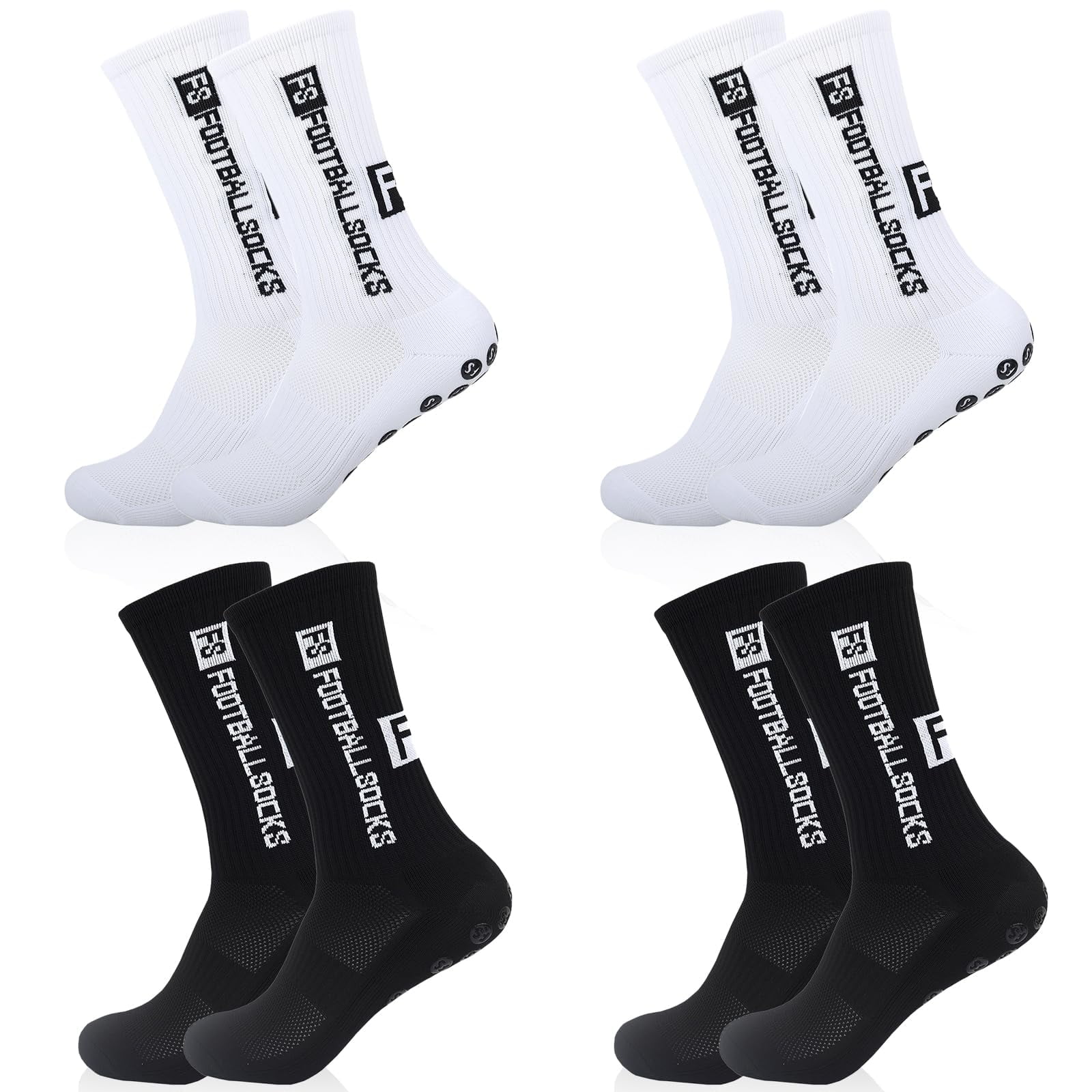 ZYNERY 4 Pack FS Grip Socks Football Silicone Suction Cup Anti-Slip ...