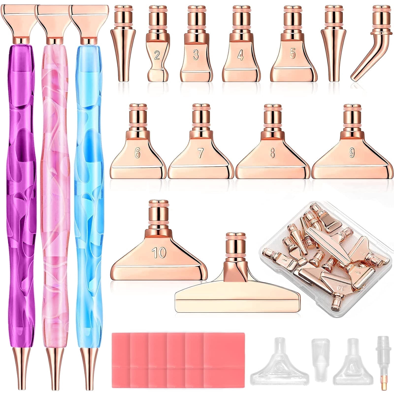 ZYNERY Diamond Art Pens Kit with 13 Stainless Steel Tips, 3 Resin Pens ...