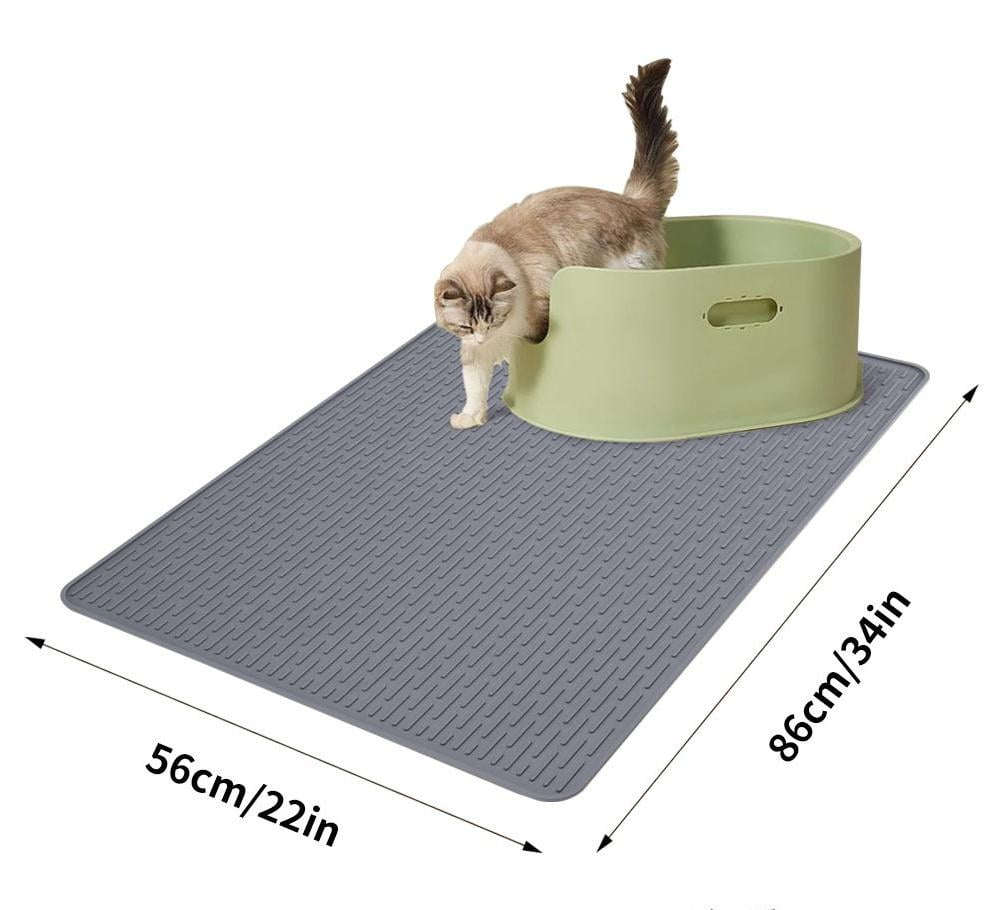 ZYNERY Extra Large Cat Litter Mat, 34" x 22" Non-slip Litter Trapping ...