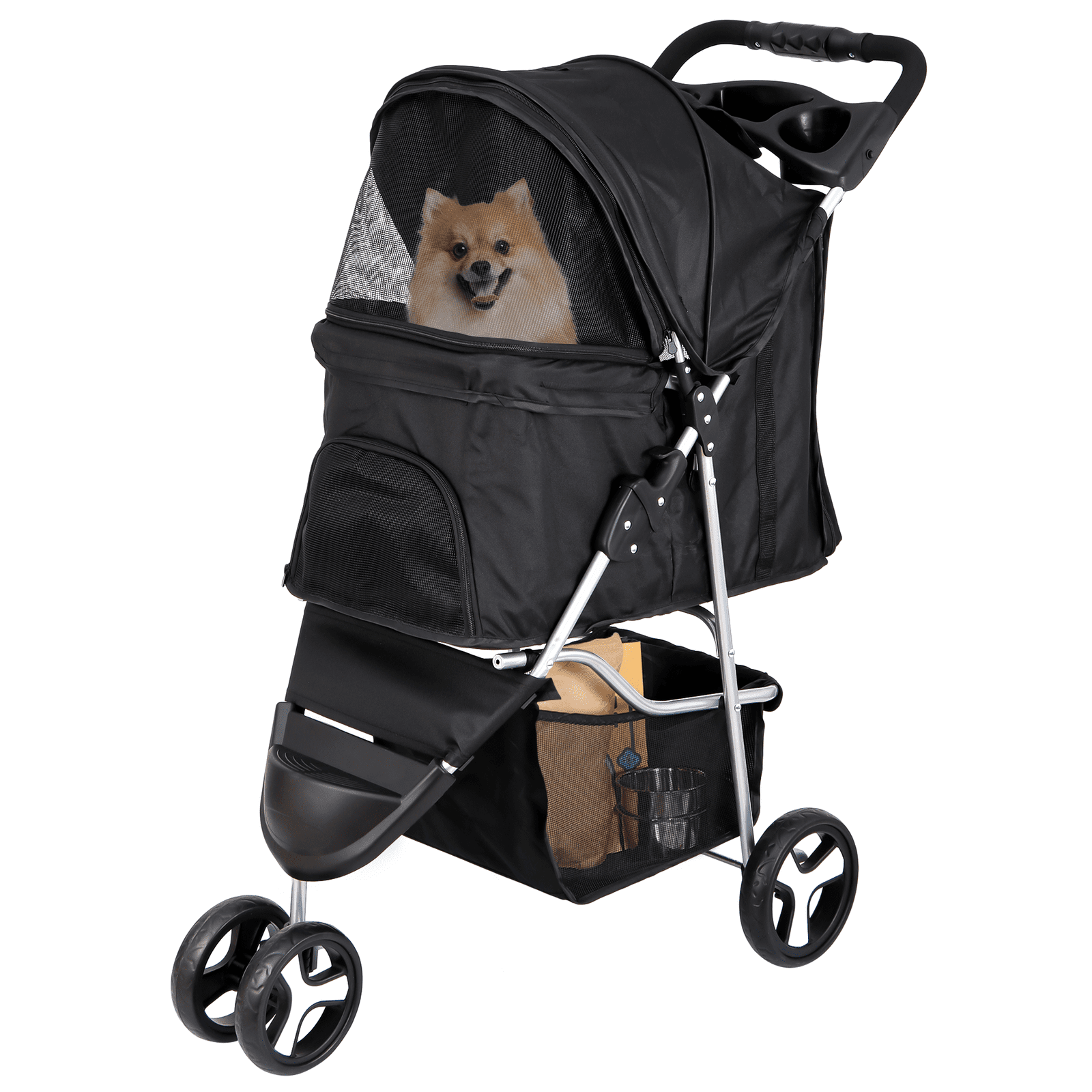 ZYPPP 3 Wheels Travel Pet Stroller for Dogs and Cats Easy to Walk ...