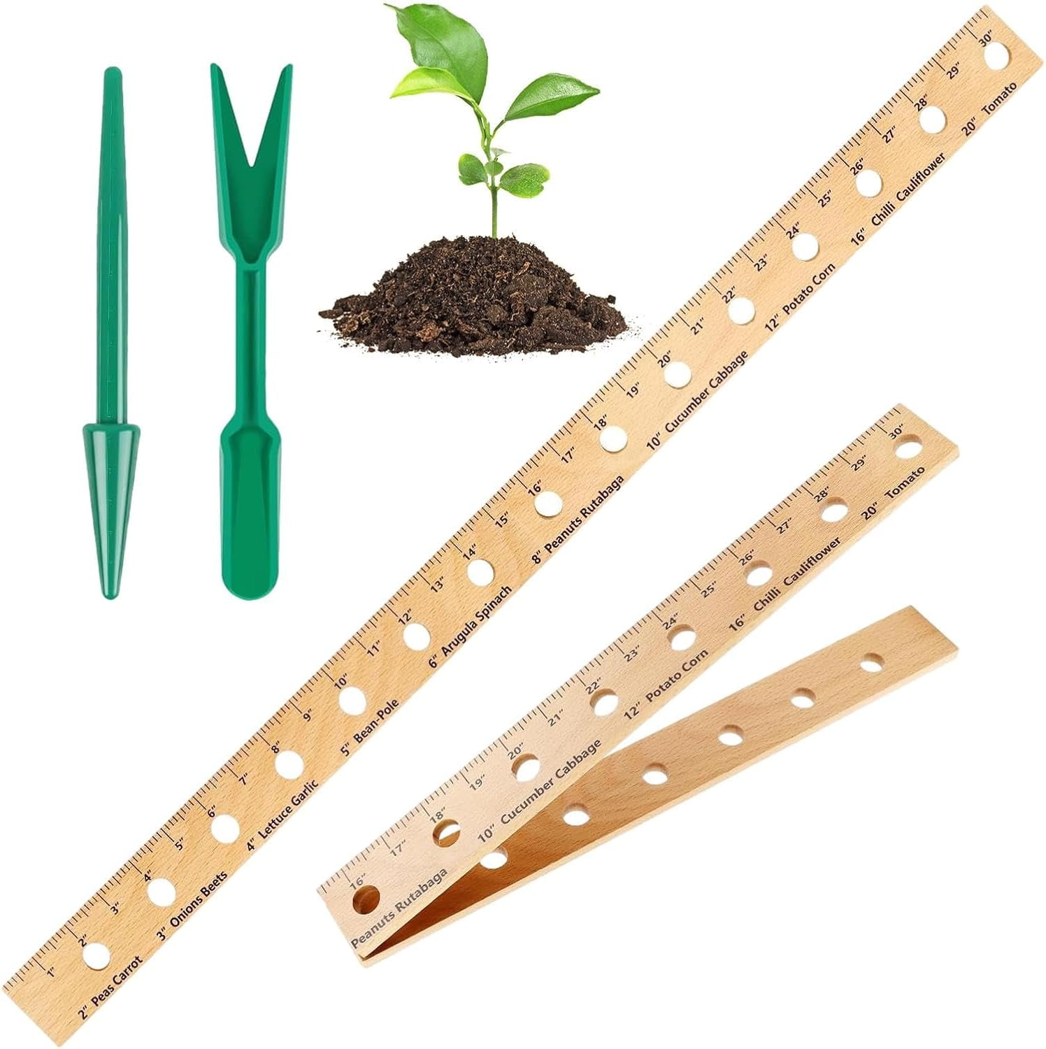 ZYPlanting Ruler -Wooden Plant Ruler, Plant Dibber Precise | Foldable ...