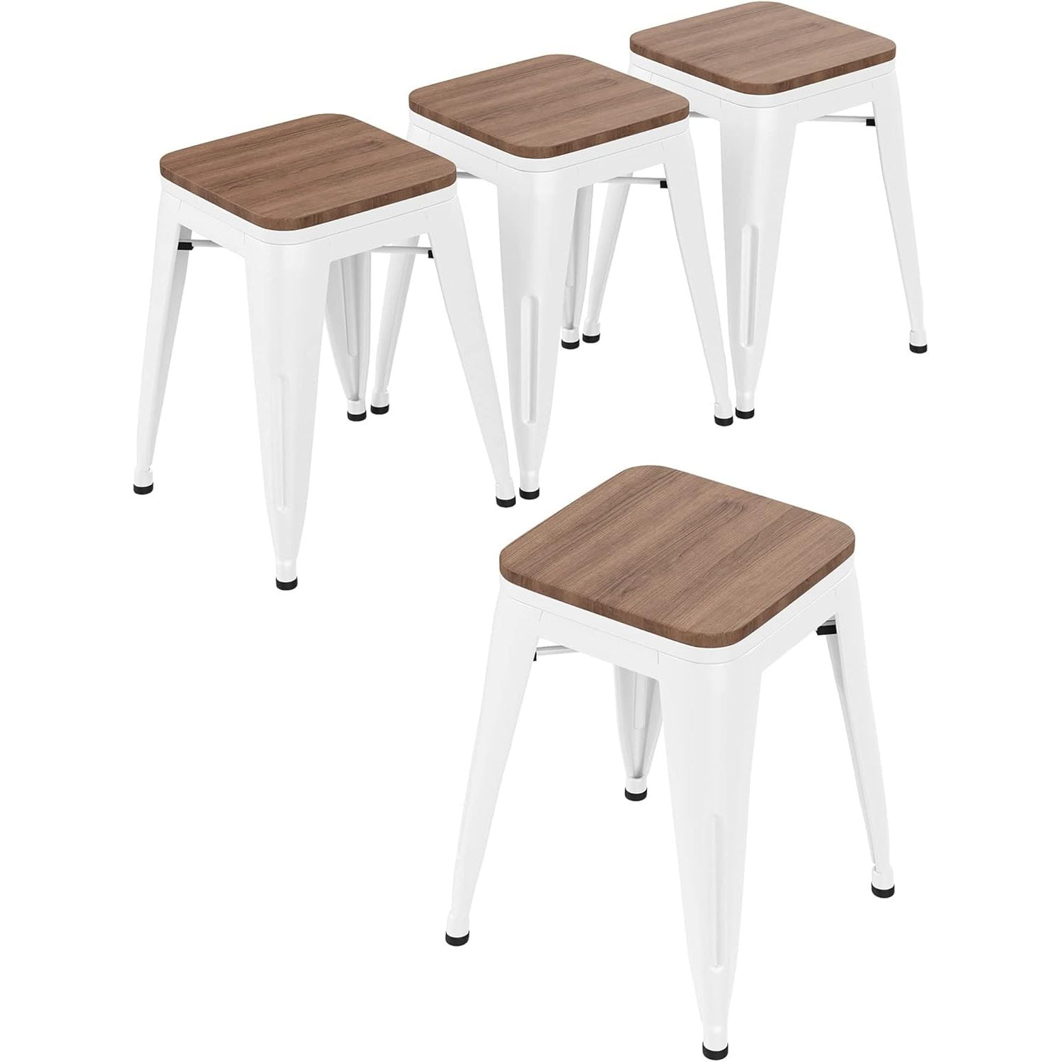 ZYSF 18 Inch Stools Metal Dining Chairs Set of 4 Stackable School ...