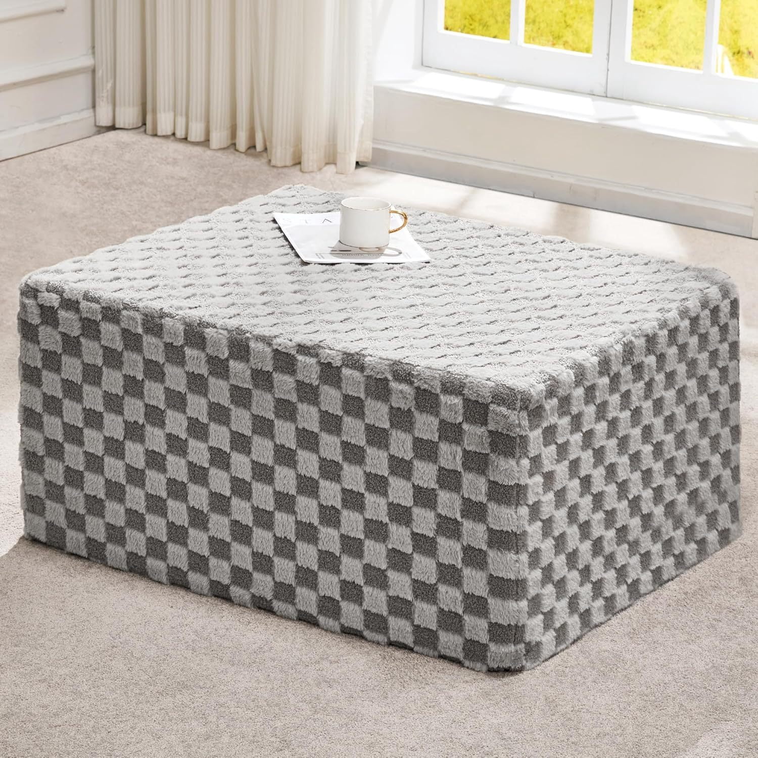 ZYSF Rectangle Ottoman Memory Foam Footrest for Couch with Removable ...
