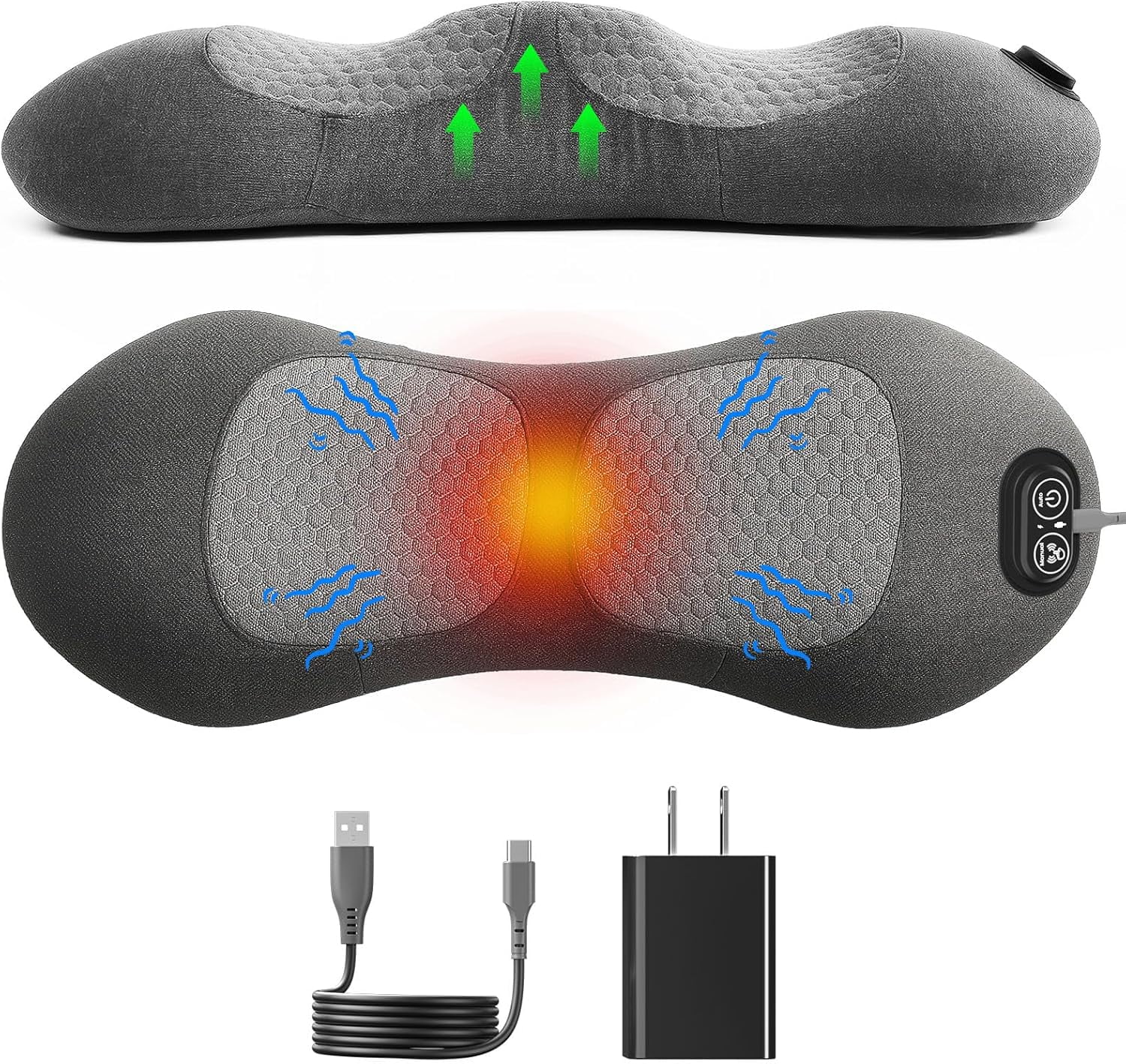ZYSMBD 3-in-1 Triple Fusion Back Massager with Electric Traction Heat ...