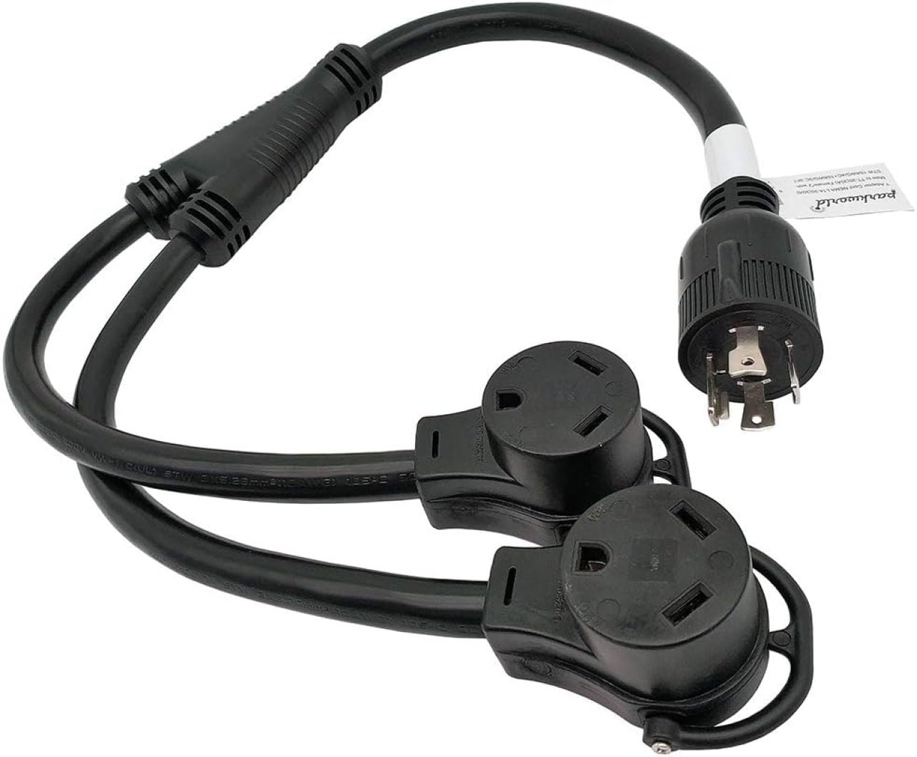 ZYSP 60646 Splitter L14-30P Male to (2) TT-30R Female, Generator Y Adapter Cord 4-Prong 30 AMP ...