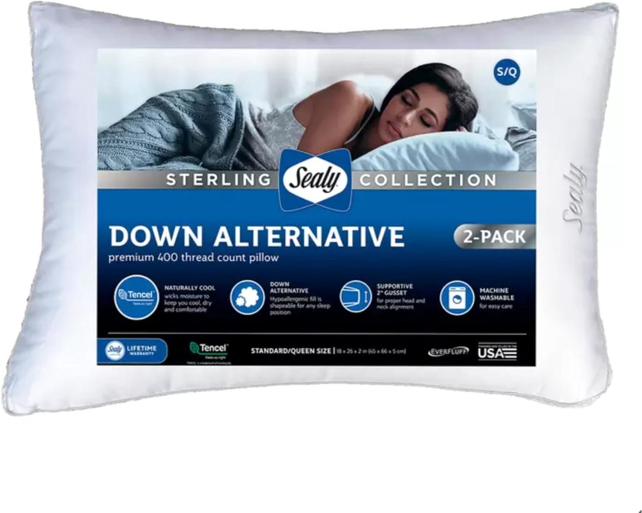 ZYSP Sterling Collection Down Alternative Pillows 400 Thread Queen - 2 ...