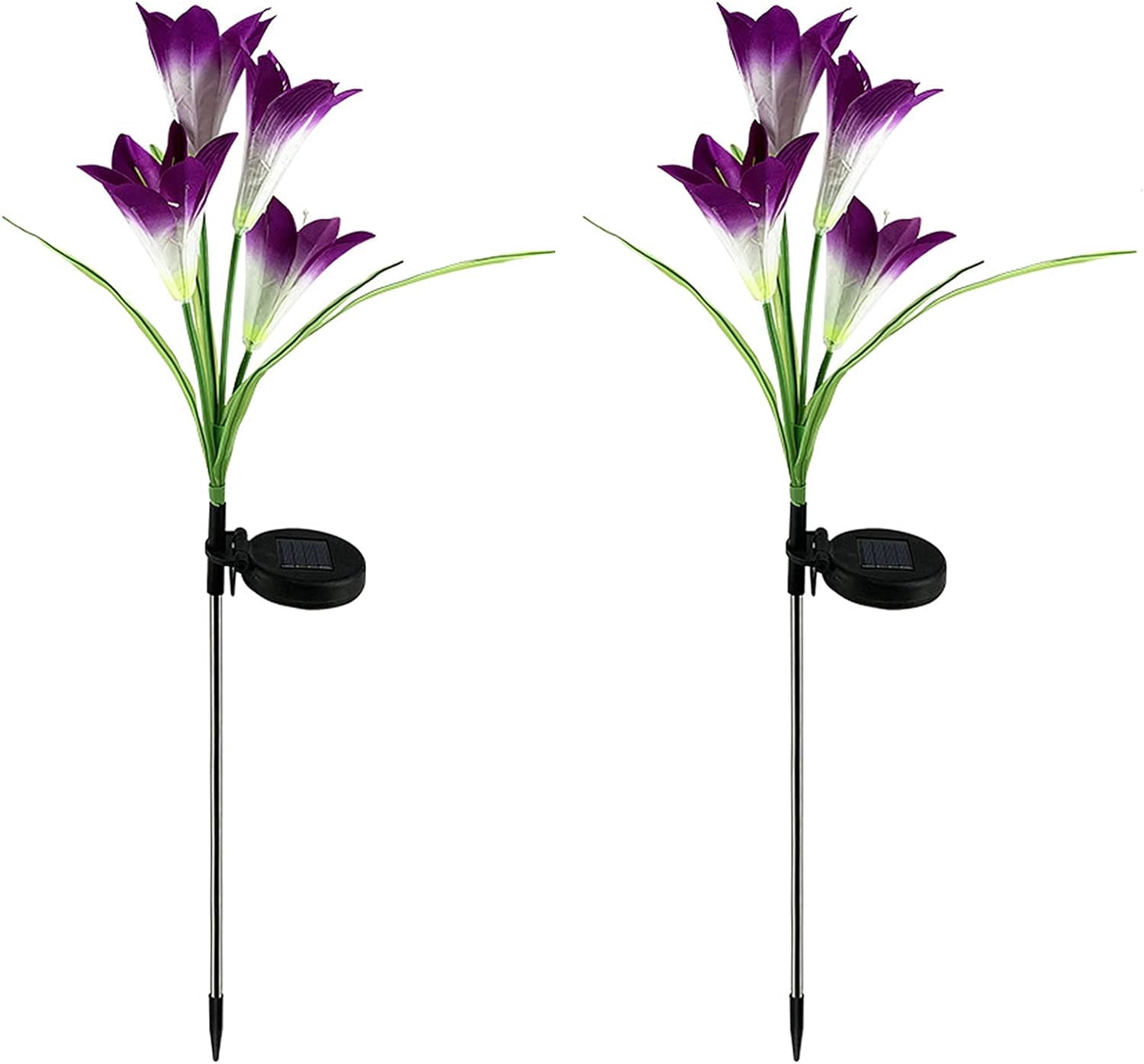 ZYSolar Lights Outdoor, 2 Pack Multi-Color Changing Lily Solar Flower ...