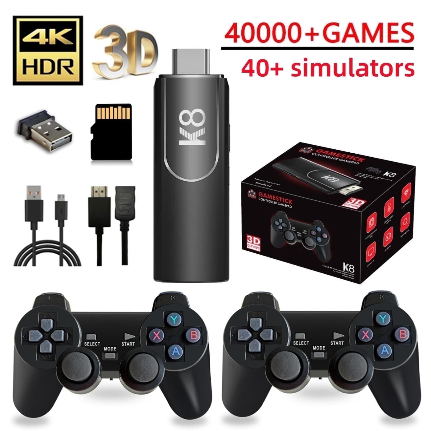 ZYTKWT K8 Video Game Console - 4K HDMI, 2.4G Wireless Controllers, 64GB ...
