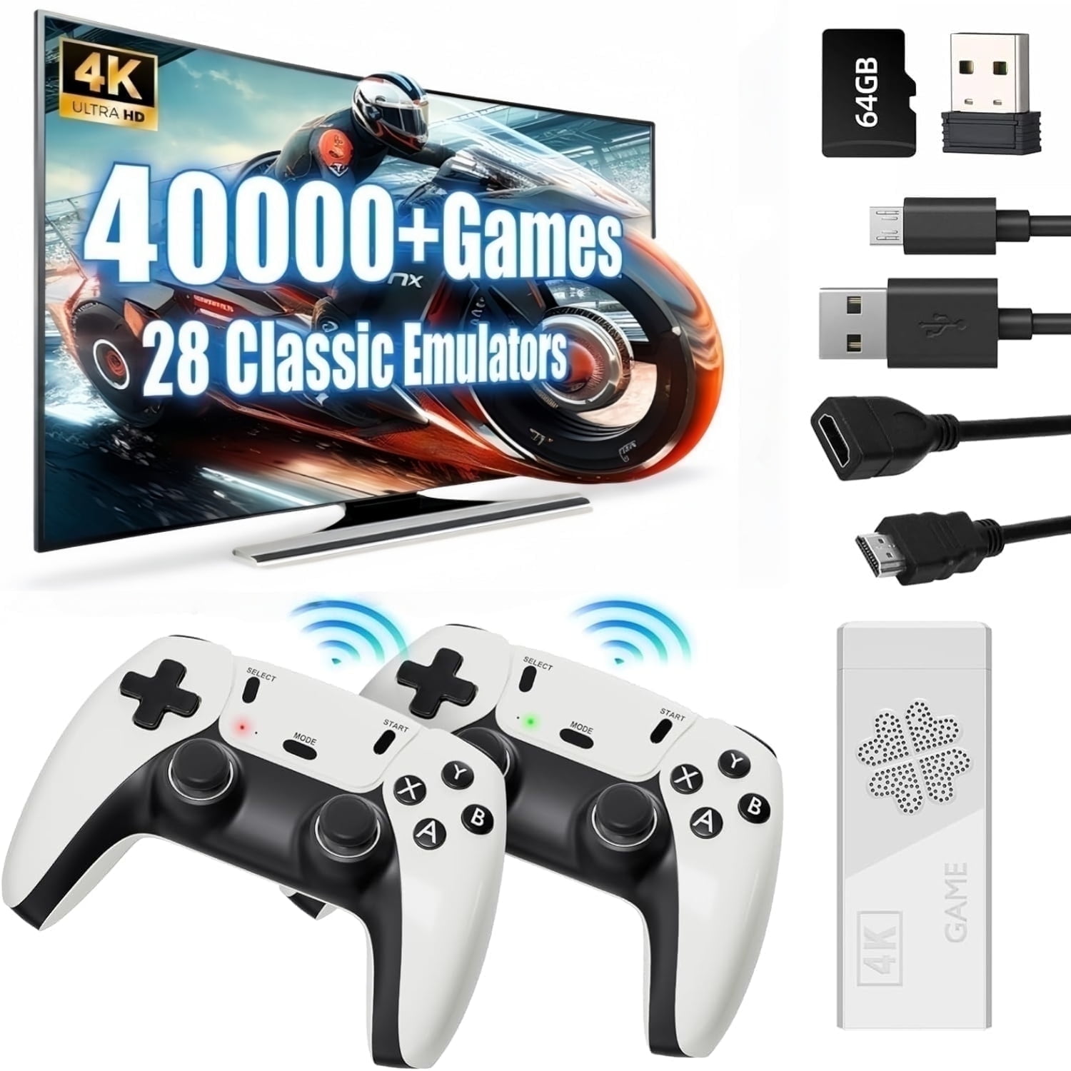 ZYTKWT M8II PRO Game Stick, 2.4G Wireless Controller, 40,000+ Games, 28 Emulators, 64GB Portable ...