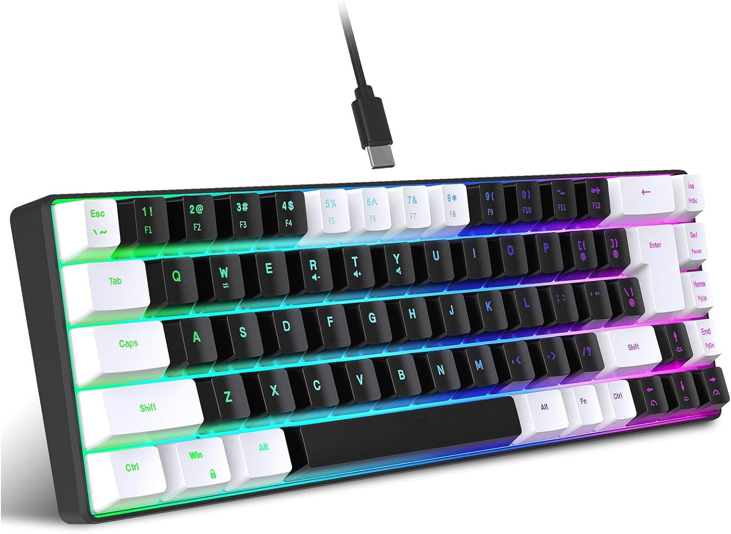 ZYV200 Mechanical Keyboard, 68 Keys RGB Backlit Wired Gaming Keyboard ...