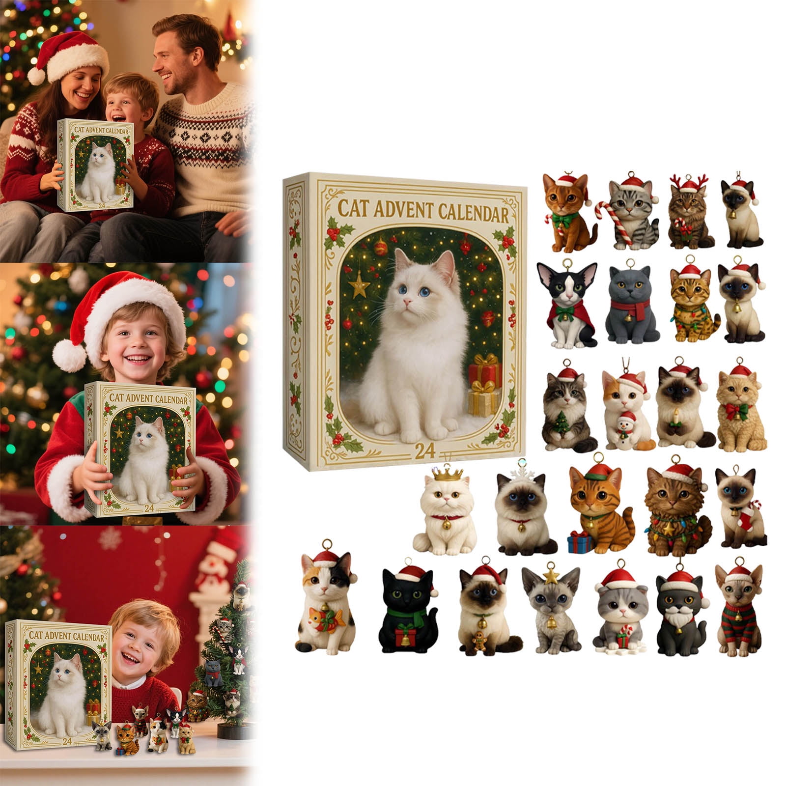 ZYWEyh 1Pack Funny Christmas Cat Advent Calendars 2025,24 Days 2D ...